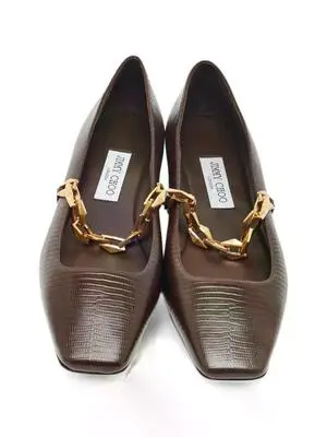 JIMMY CHOO Tilda Lizard-embossed Ballet Flats
