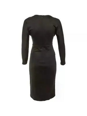 Diane Von Furstenberg V-neck Long Sleeve Knot Detail Midi Dress
