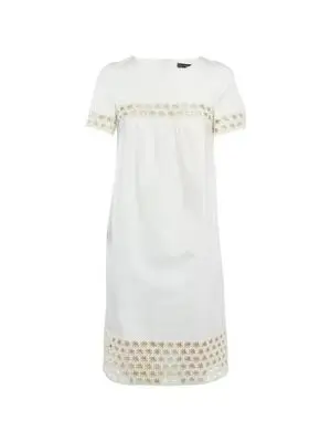 Max Mara Lace-insert Gabardine Mini Dress - White