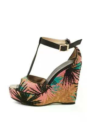 JIMMY CHOO T-bar Wedge Sandals - Neutrals
