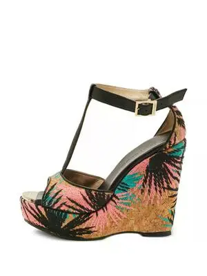 JIMMY CHOO T-bar Wedge Sandals