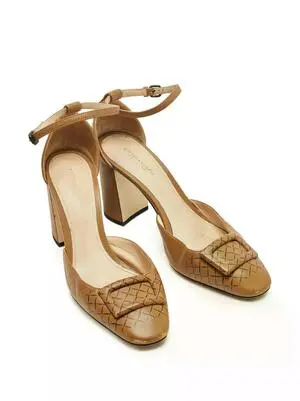 Bottega Veneta Intrecciato Buckle Ankle Strap Pumps