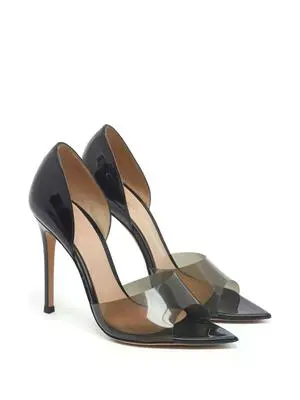 GIANVITO ROSSI Patent Leather Transparent Panel Pumps - Black
