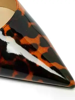 JIMMY CHOO Tortoiseshell Print Patent Leather Pointed Toe Stiletto Pumps