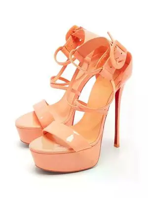 CHRISTIAN LOUBOUTIN Patent Leather Platform Stiletto Heeled Sandals