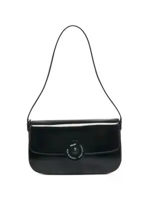 Moschino Glossy Leather Shoulder Bag - Black