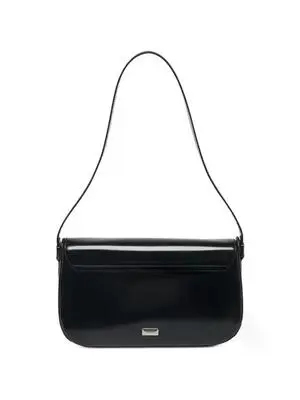 Moschino Glossy Leather Shoulder Bag - Black