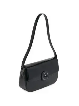 Moschino Glossy Leather Shoulder Bag - Black