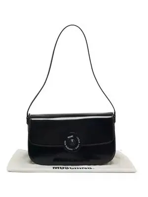 Moschino Glossy Leather Shoulder Bag - Black