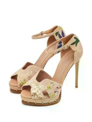 Alexander McQueen Embroidered Ankle-strap Heeled Sandals