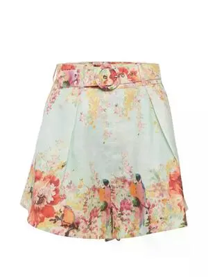 Zimmermann Floral-print Belted Shorts
