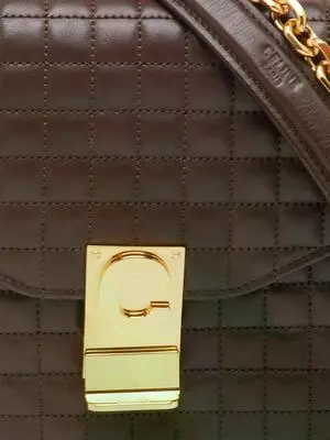 Celine C Quilted Leather Shoulder Bag