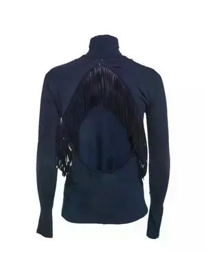 Elisabetta Franchi Fringe-detail Roll-neck Top - Blue