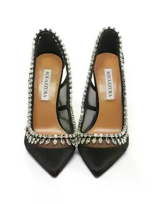 AQUAZZURA Crystal Crush Mesh Pumps