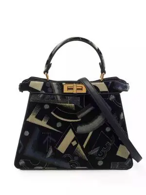 Fendi 2022 Peekaboo Iseeu Medium Printed Velvet Top Handle Bag