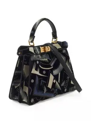 Fendi 2022 Peekaboo Iseeu Medium Printed Velvet Top Handle Bag