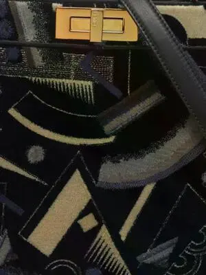 Fendi 2022 Peekaboo Iseeu Medium Printed Velvet Top Handle Bag