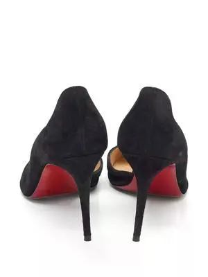 CHRISTIAN LOUBOUTIN Suede D'orsay Cutout Pointed Toe Stiletto Pumps