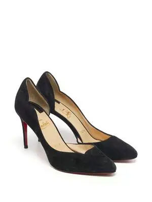 CHRISTIAN LOUBOUTIN Suede D'orsay Cutout Pointed Toe Stiletto Pumps