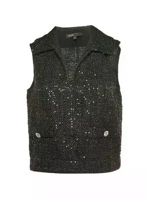 Maje Sequin Tweed Top
