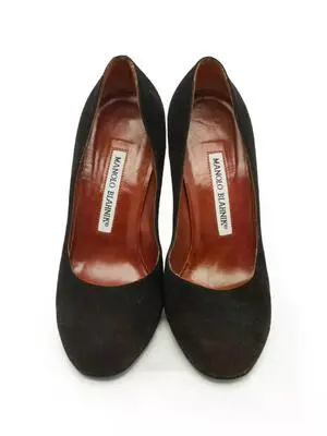 Manolo Blahnik Almond-toe Block-heel Pumps - Black