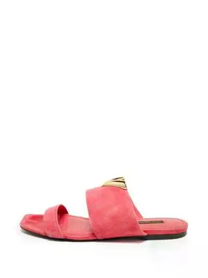 LOUIS VUITTON Essential V Suede Slides - Pink