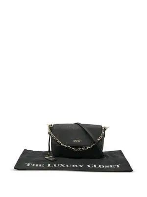 Dkny Bryant Park Flap Shoulder Bag With Chain Link Trim - Black