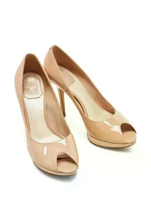Dior Miss Peep-toe Patent Leather Pumps - Neutrals