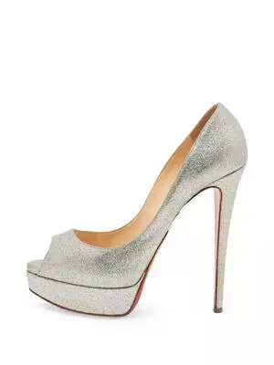 CHRISTIAN LOUBOUTIN Very Privé Peep-toe Pumps - Silver