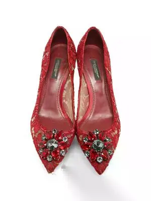 Dolce & Gabbana Bellucci Floral-lace Heeled Pumps - Red