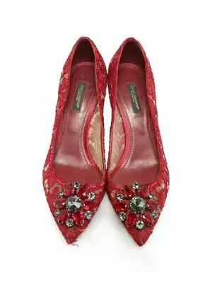 Dolce & Gabbana Bellucci Floral Lace Pumps - Red