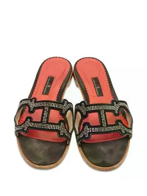 Carolina Herrera Crystal-embellished Suede Flat Sandals