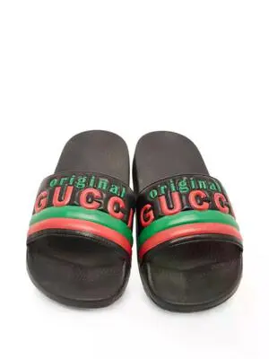 Gucci Logo-embossed Leather Slides