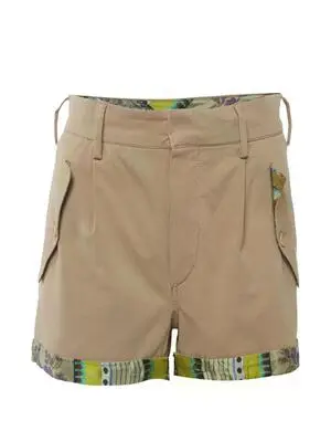 Etro Gabardine Floral-print Cuffed Shorts - Neutrals