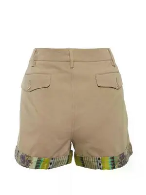 Etro Gabardine Floral-print Cuffed Shorts