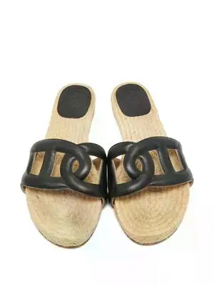 Hermès Famosa Size Leather Espradrille Flat Sandals