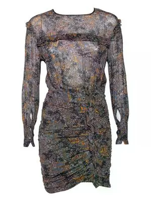 ISABEL MARANT VINTAGE Printed Ruched Dress - Black