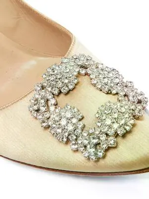 Manolo Blahnik Hangisi Crystal-buckle Heeled Pumps - Neutrals