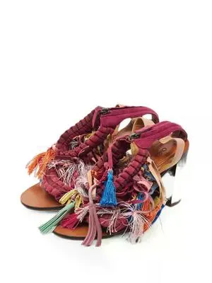 Chloé Rainbow Tassel-detail Sandals - Red