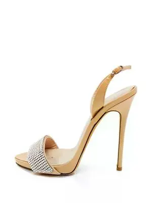 GIUSEPPE ZANOTTI Crystal-embellished Slingback Heeled Sandals - Neutrals