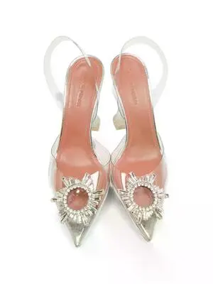 Amina Muaddi Begum Transparent Pvc Crystal Embellished Slingback Sandals