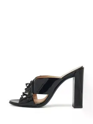 Fendi Flowerland Criss-cross Heeled Sandals - Black