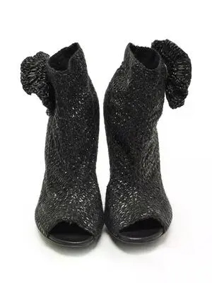 Dolce & Gabbana Straw Floral-appliqué Open-toe Stiletto Ankle Boots