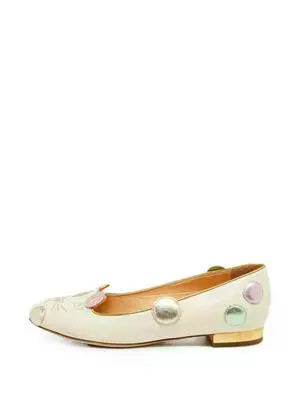CHARLOTTE OLYMPIA Kitty Leather Ballet Flats - Neutrals