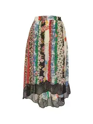 Zadig&Voltaire Joslin Mix-print Lace-trim Midi Skirt - Neutrals
