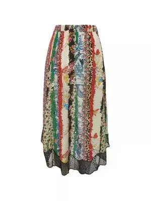 Zadig&Voltaire Joslin Mix-print Lace-trim Midi Skirt - Neutrals