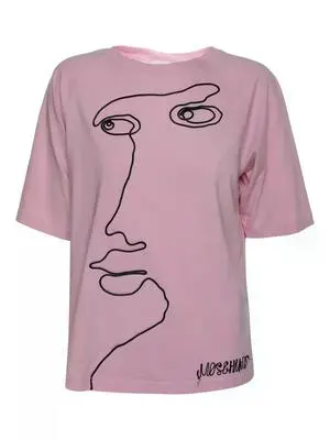 Moschino Appliqué-detail Cotton T-shirt - Pink