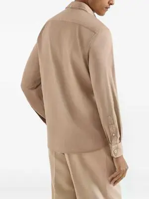 Brunello Cucinelli Garment-dyed Easy Fit Shirt In Cotton Twill With Chest Pockets And Button-down Collar