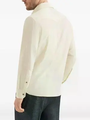 Brunello Cucinelli Garment-dyed Easy-fit Western Shirt In Narrow Wale Corduroy - White
