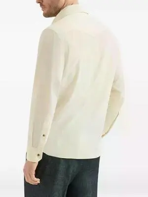 Brunello Cucinelli Garment-dyed Western Shirt In Narrow Wale Corduroy - White